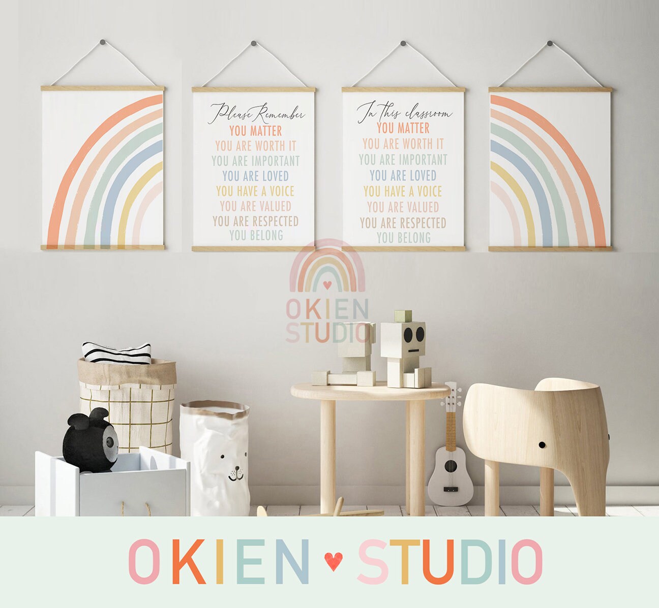 Pastel Boho Rainbow Sign Pastel Classroom Please Remember - Etsy