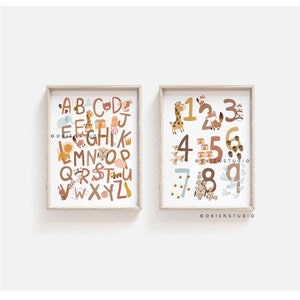 Boho Animals Nursery Wall Art, Alphabet Nursery Prints, Boho Animal ...