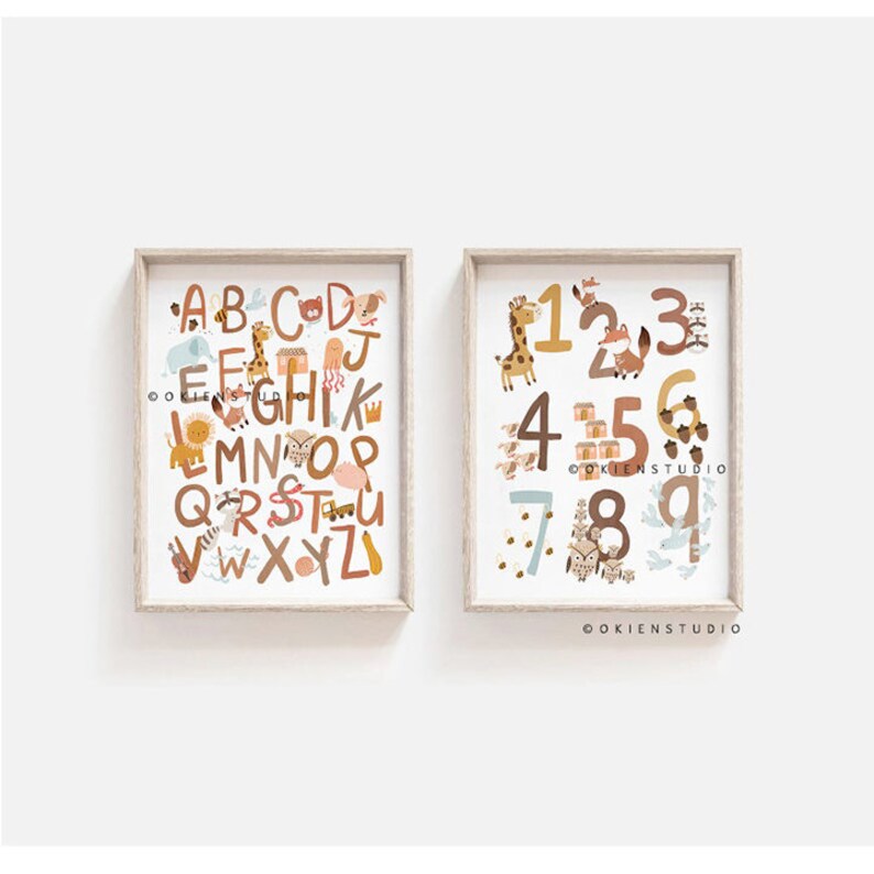 Boho Animals Nursery Wall Art Alphabet Nursery Prints Boho - Etsy