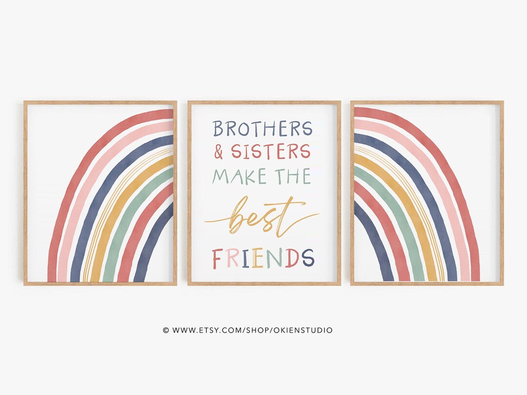 Rainbow Brother Sister Wall Art Prints: Playroom Decor (digital ...