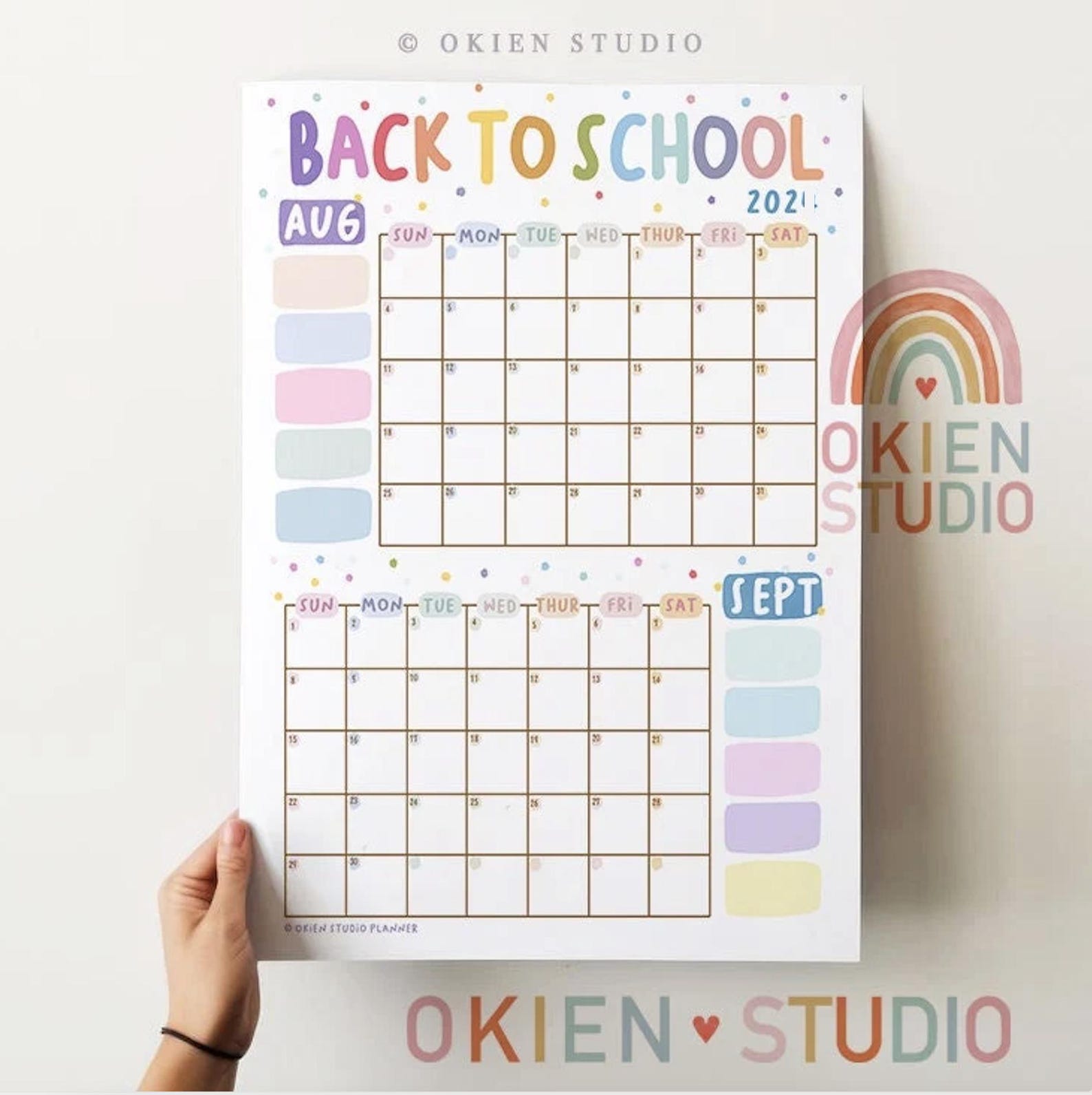 Back to School Calendar: August-september Pastel Planner, ANY Year ...