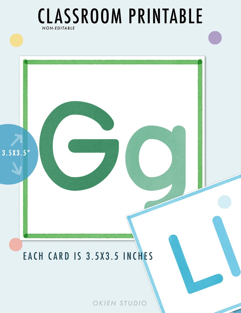 Alphabet Wall Classroom Printable Watercolor Alphabet - Etsy