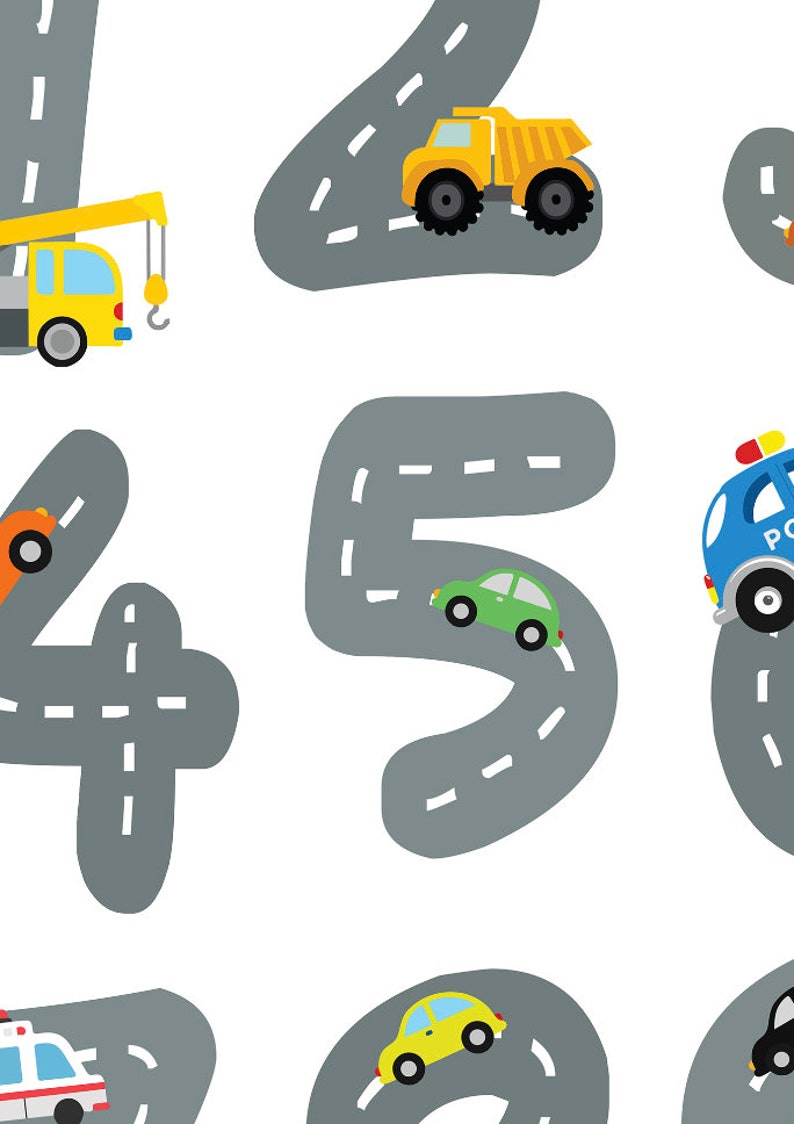 Numbers Poster Car Prints Car Poster for Kids Numbers 1-9 - Etsy