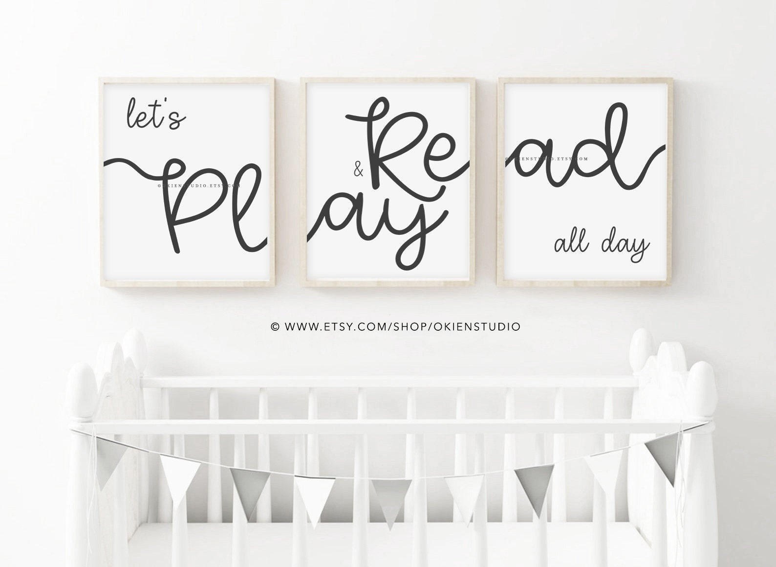 Lets Read Lets Play Set of 3 Prints Digital Kids Playroom - Etsy