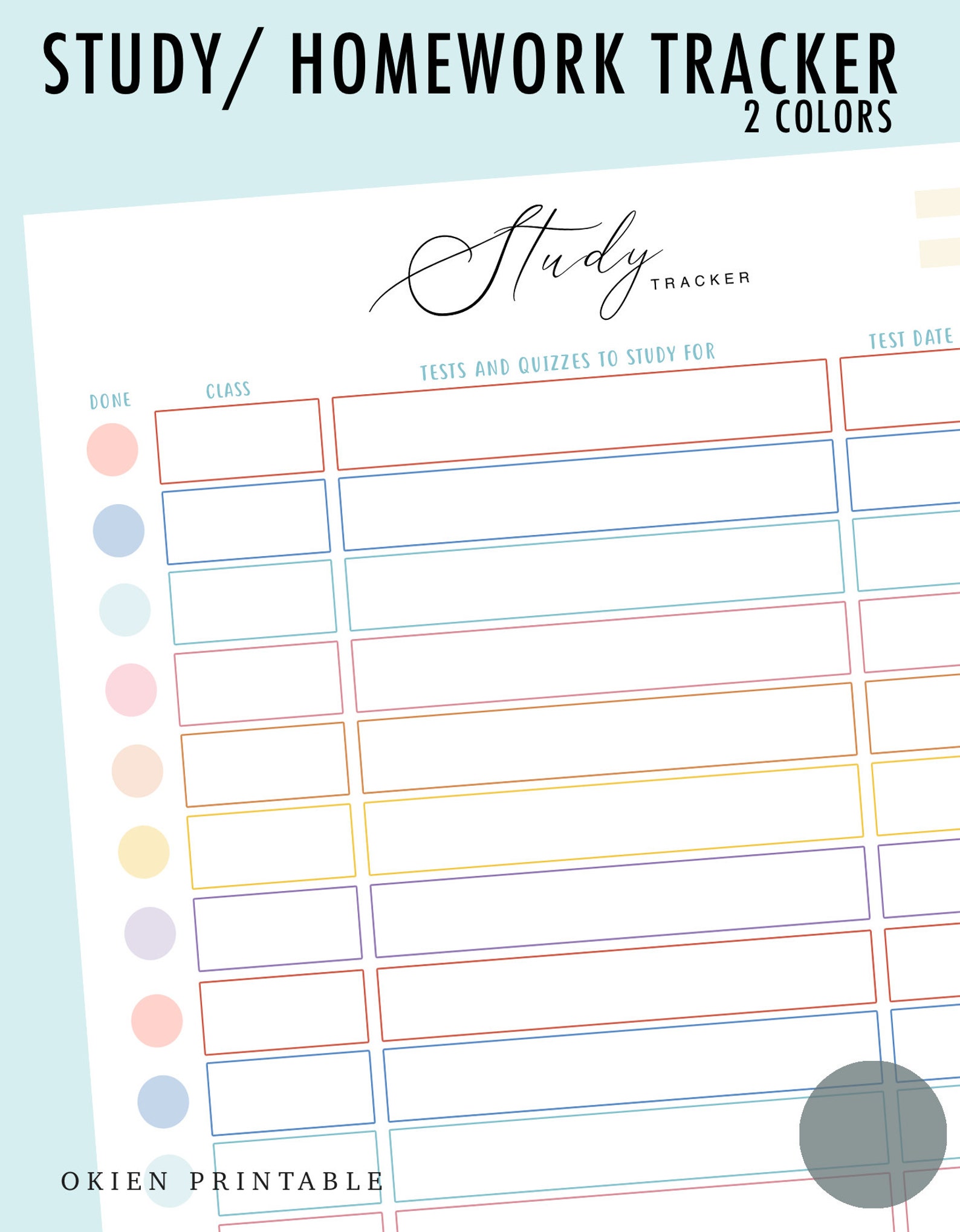 Homework Tracker Assignment Tracker School Study Printable - Etsy