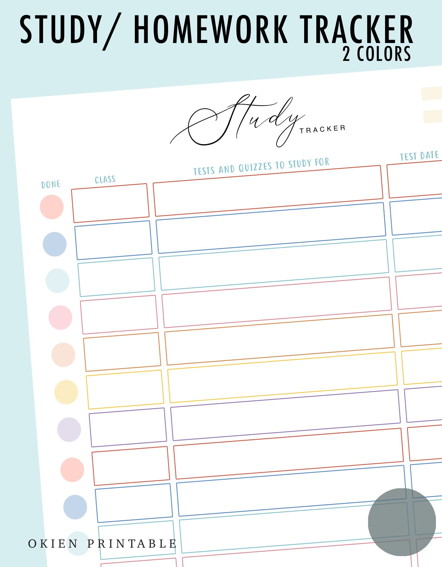 Homework Tracker Assignment Tracker School Study Printable - Etsy