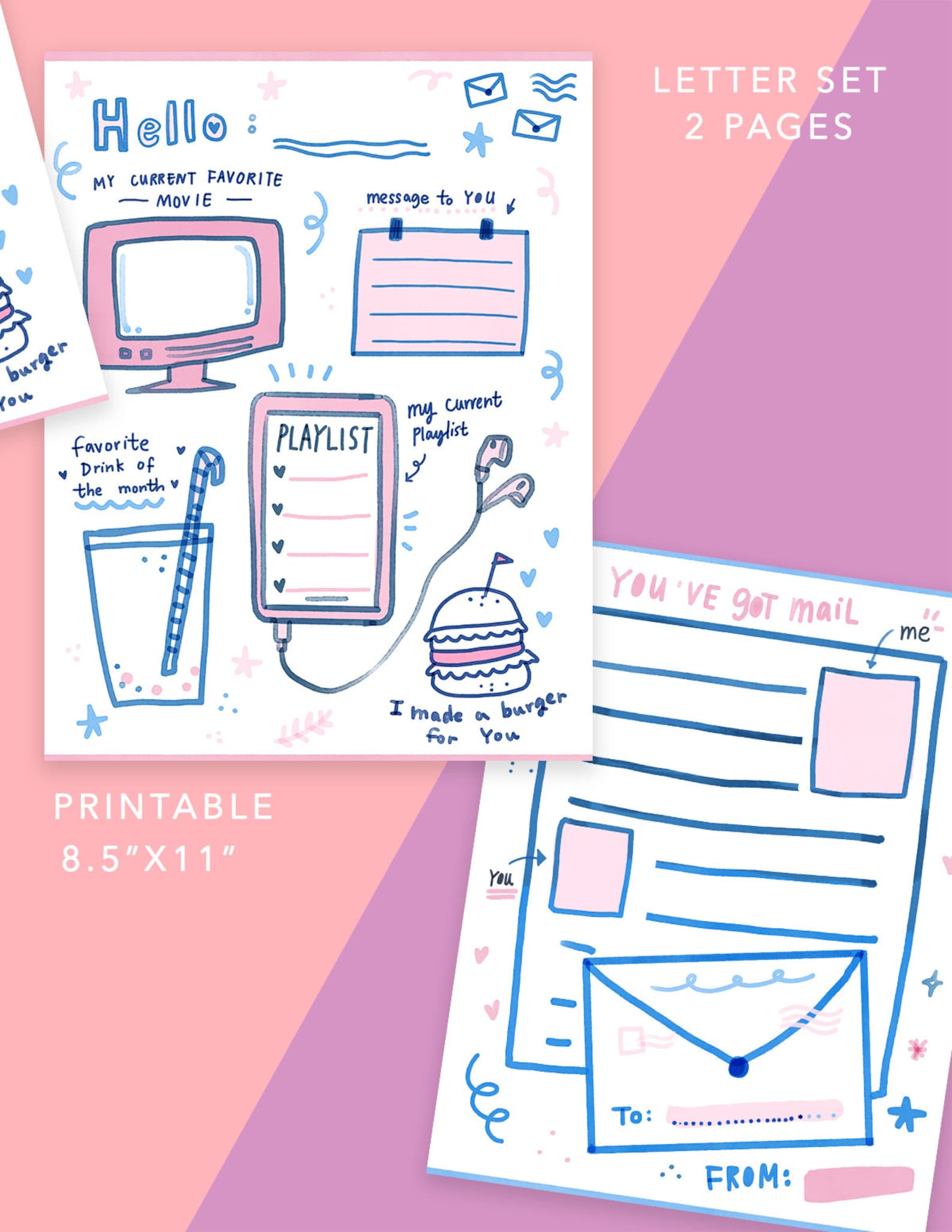 Pen Pal Letter Printable Letter Templates Writing Teens | Etsy