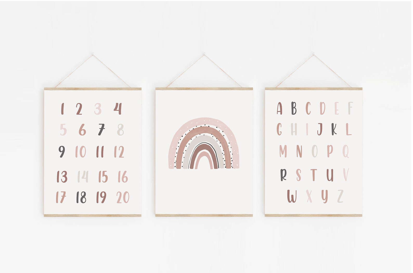Neutral Wall Art Set of 3 Abc Number Poster Learning Prints | Etsy