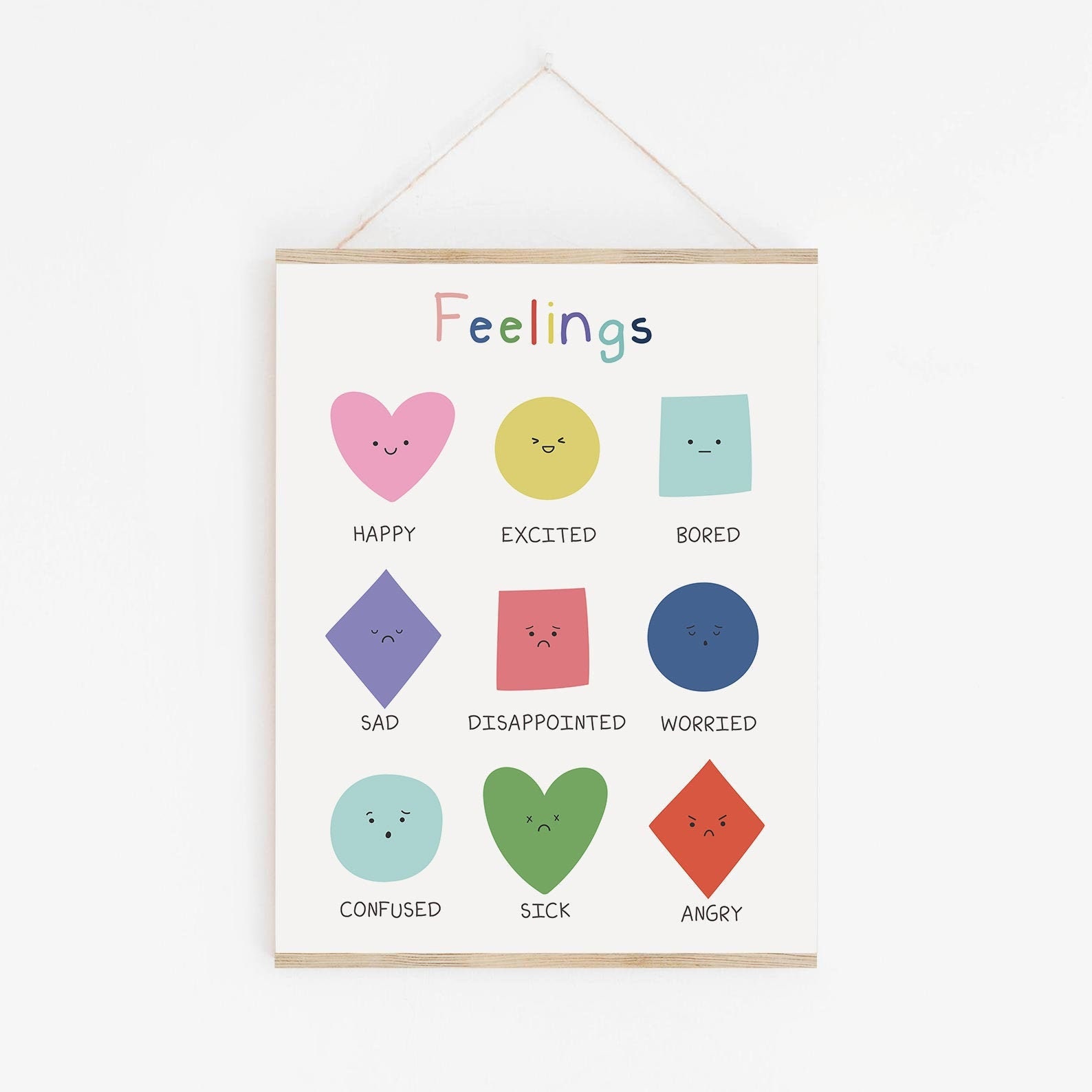 Rainbow Feelings Chart Emotions Print Shapes PRINTABLE Wall - Etsy