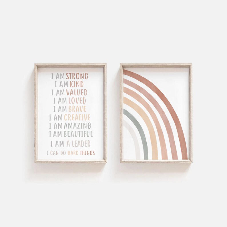 Boho Pastel Rainbow I Am Enough Positive Affirmations Boho - Etsy