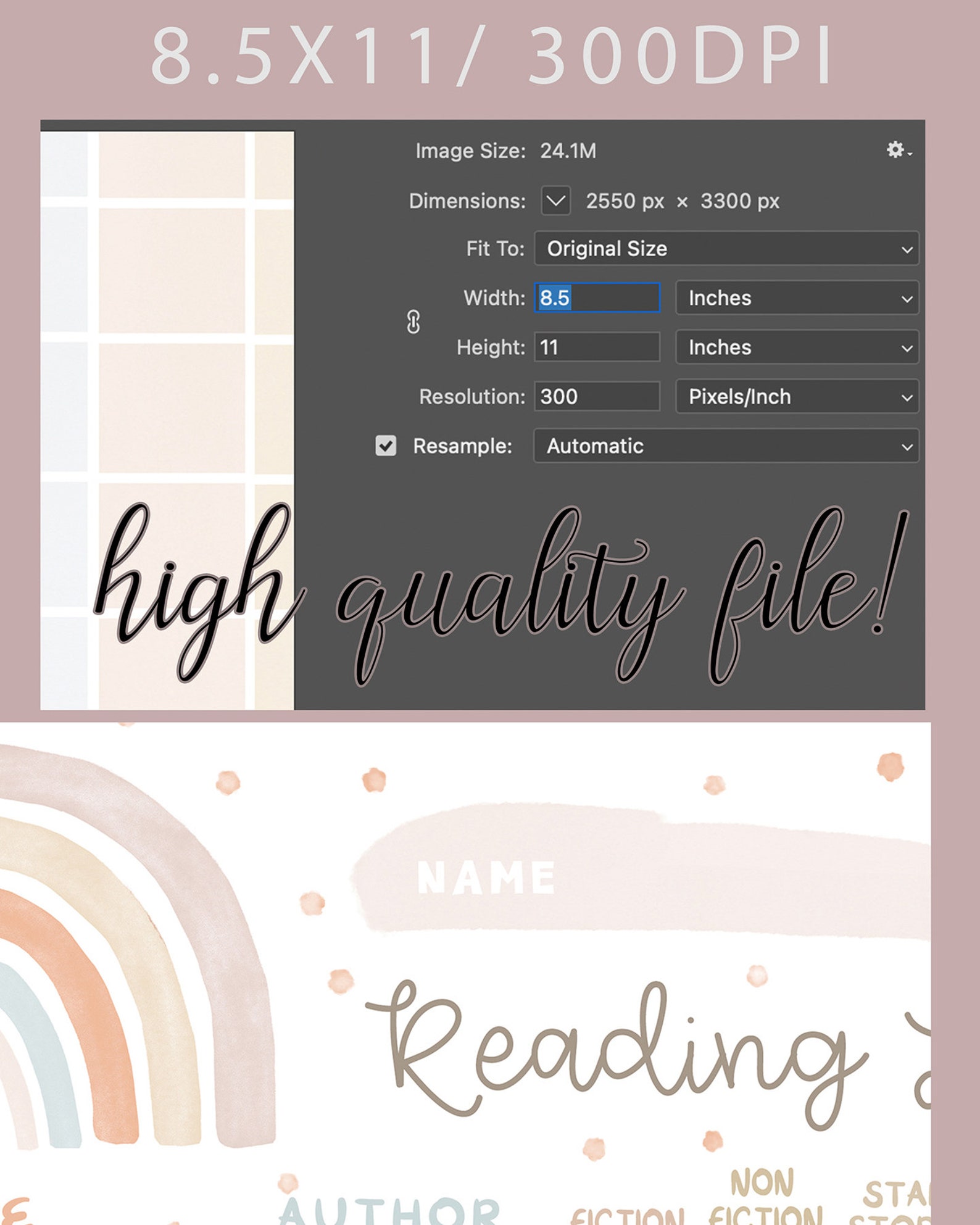 Rainbow Reading Log Book Review Template Homeschool Reading | Etsy