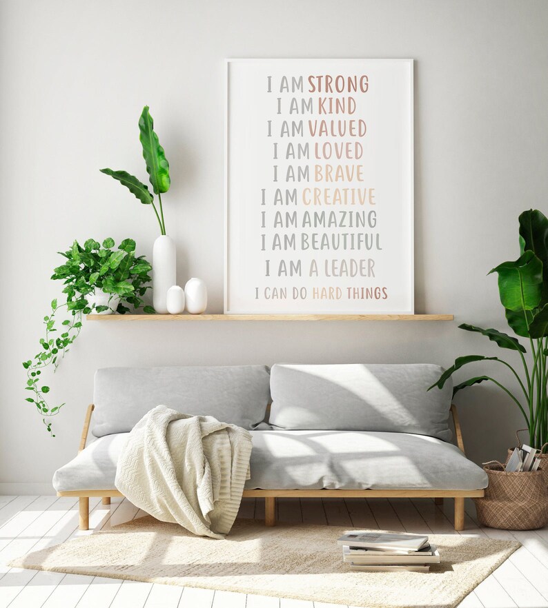 Boho Pastel Rainbow I Am Enough Positive Affirmations Boho - Etsy