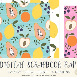 Digital, Scrapbook Paper, Pattern Paper Printable, Fruity Scrapbook ...
