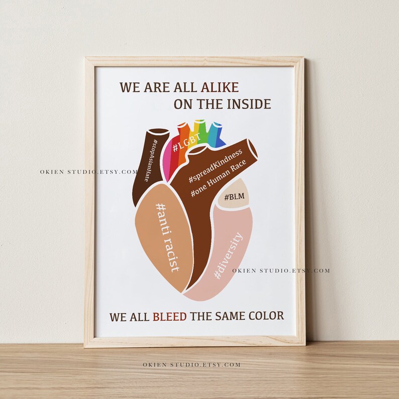 Diversity Heart Art Print: Classroom Equality Poster (digital Download ...