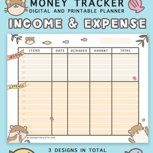 Cute Otter Income and Expense Tracker, Printable Budget (JPEG) - Etsy