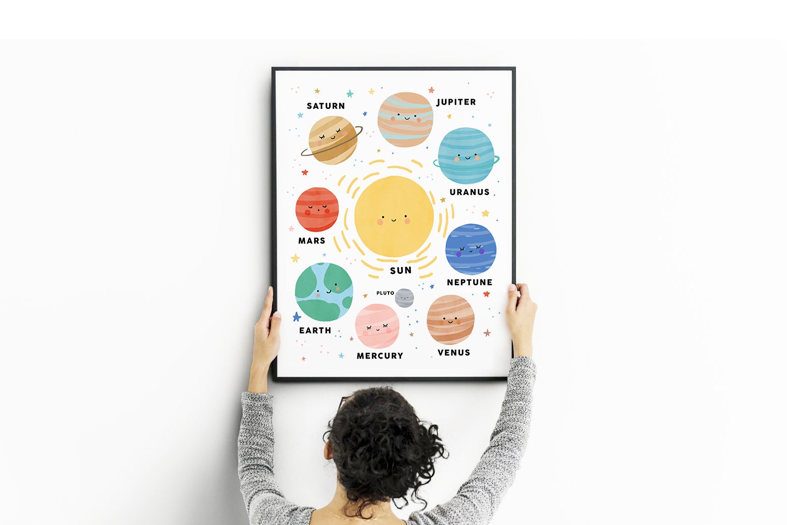 Solar System Poster Solar System Wall art Cute Planets | Etsy
