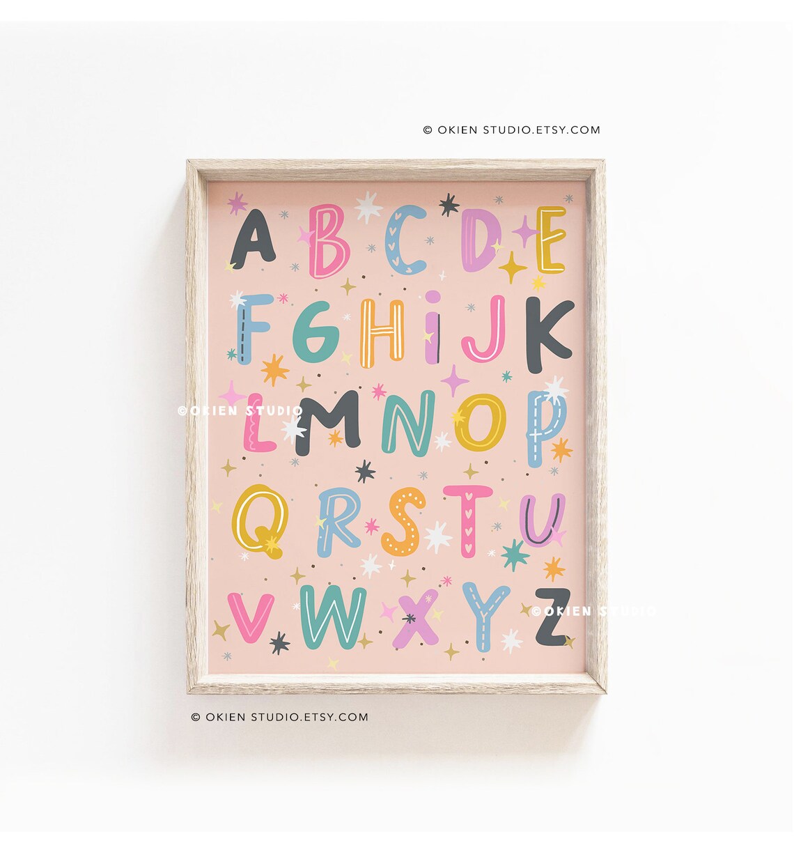 Pink ABC Poster Boho Nursery Decor Alphabet Poster Alphabet - Etsy