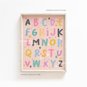 Pink ABC Poster, Boho Nursery Decor, Alphabet Poster, Alphabet Print ...