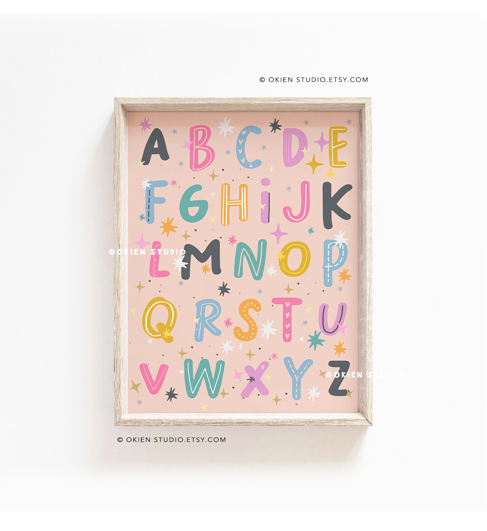 Pink ABC Poster Boho Nursery Decor Alphabet Poster Alphabet - Etsy