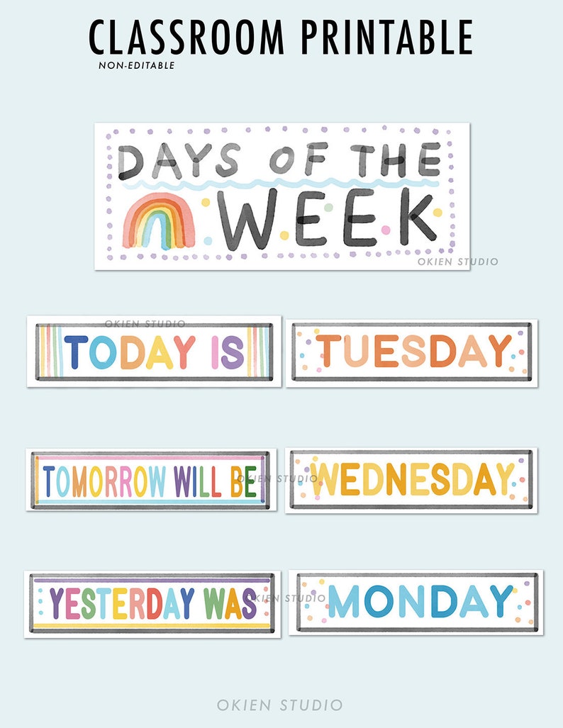 Pastel Days of the Week Printable: Neutral Colorful Classroom Decor for ...