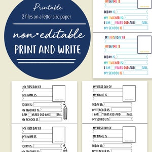 First Day of School Sign Printable: Student Information Sheet (digital ...