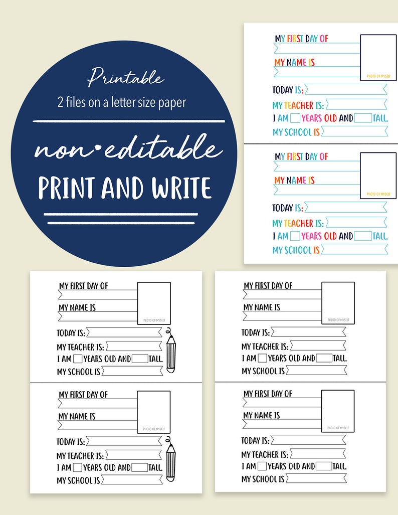 First Day of School Sign Printable Student Information Sheet - Etsy