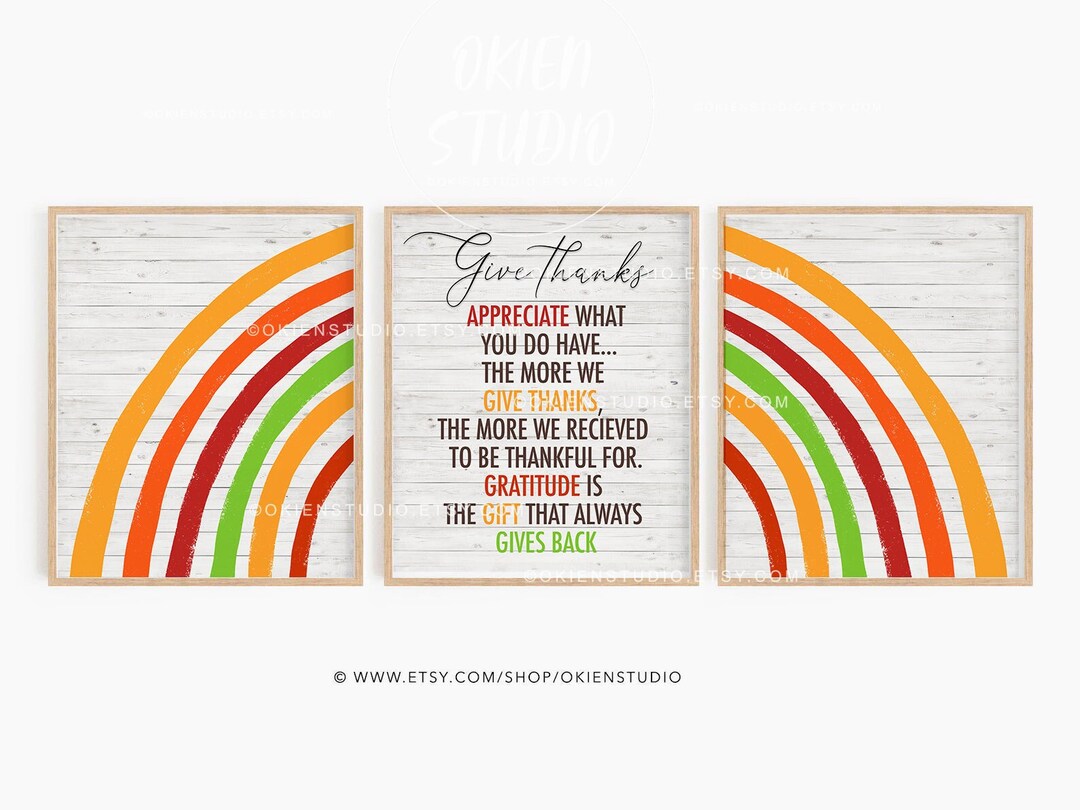 Give Thanks Classroom Poster, Teacher Bulletin Board Decor ...