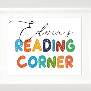 Personalized Boys Reading Corner Sign, Custom Name Printable Wall Art ...