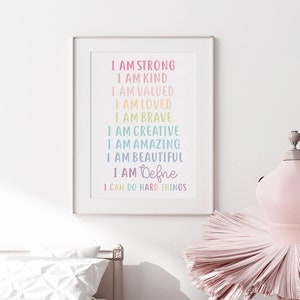I AM Wall Art, Positive Affirmations Wall Art, I Am Enough, Pastel ...