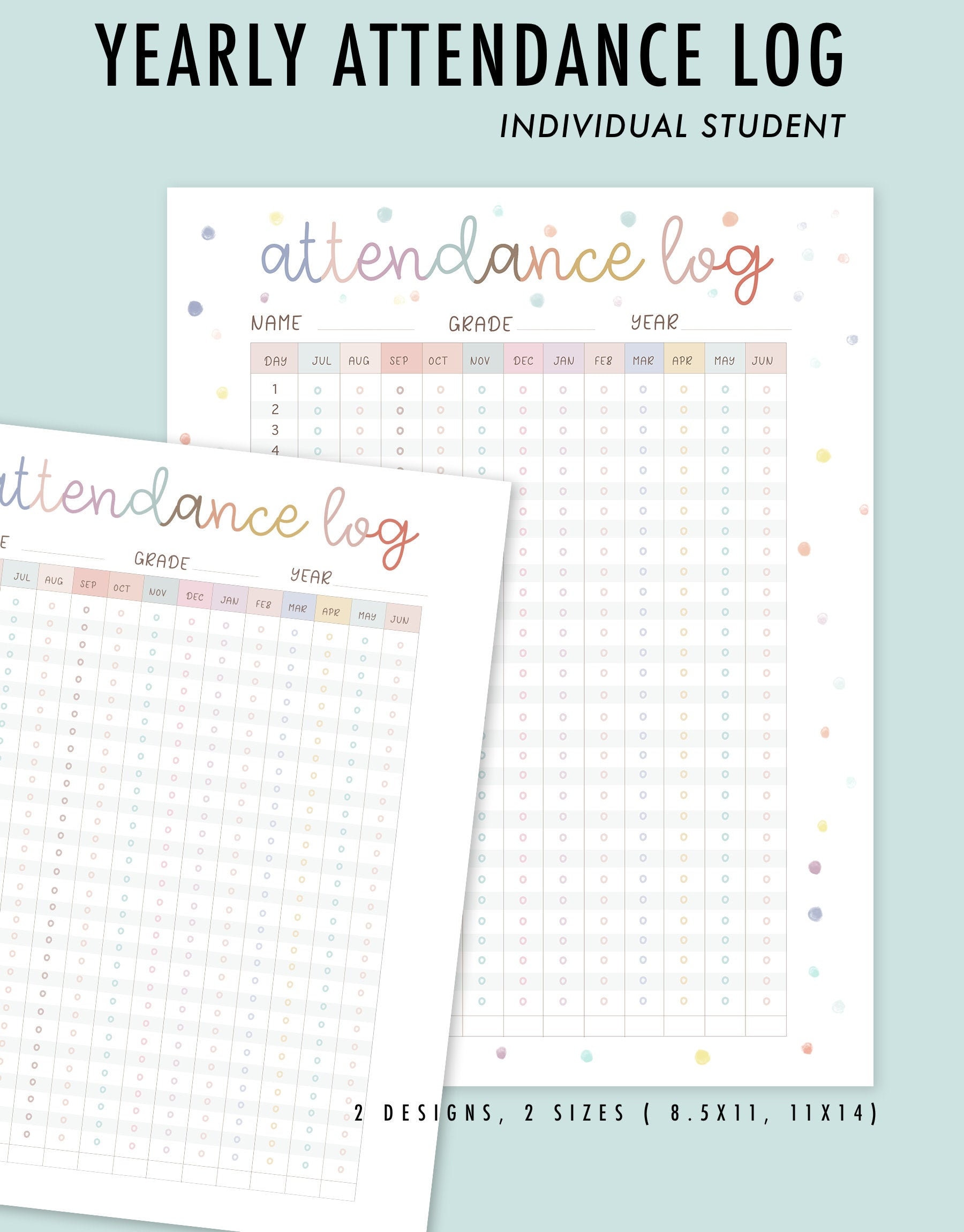 Rainbow Attendance Sheet: Homeschool Classroom Record (digital Download ...