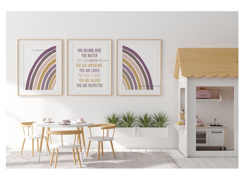 Boho Rainbow Classroom Art Prints: Positive Affirmations Poster Set ...