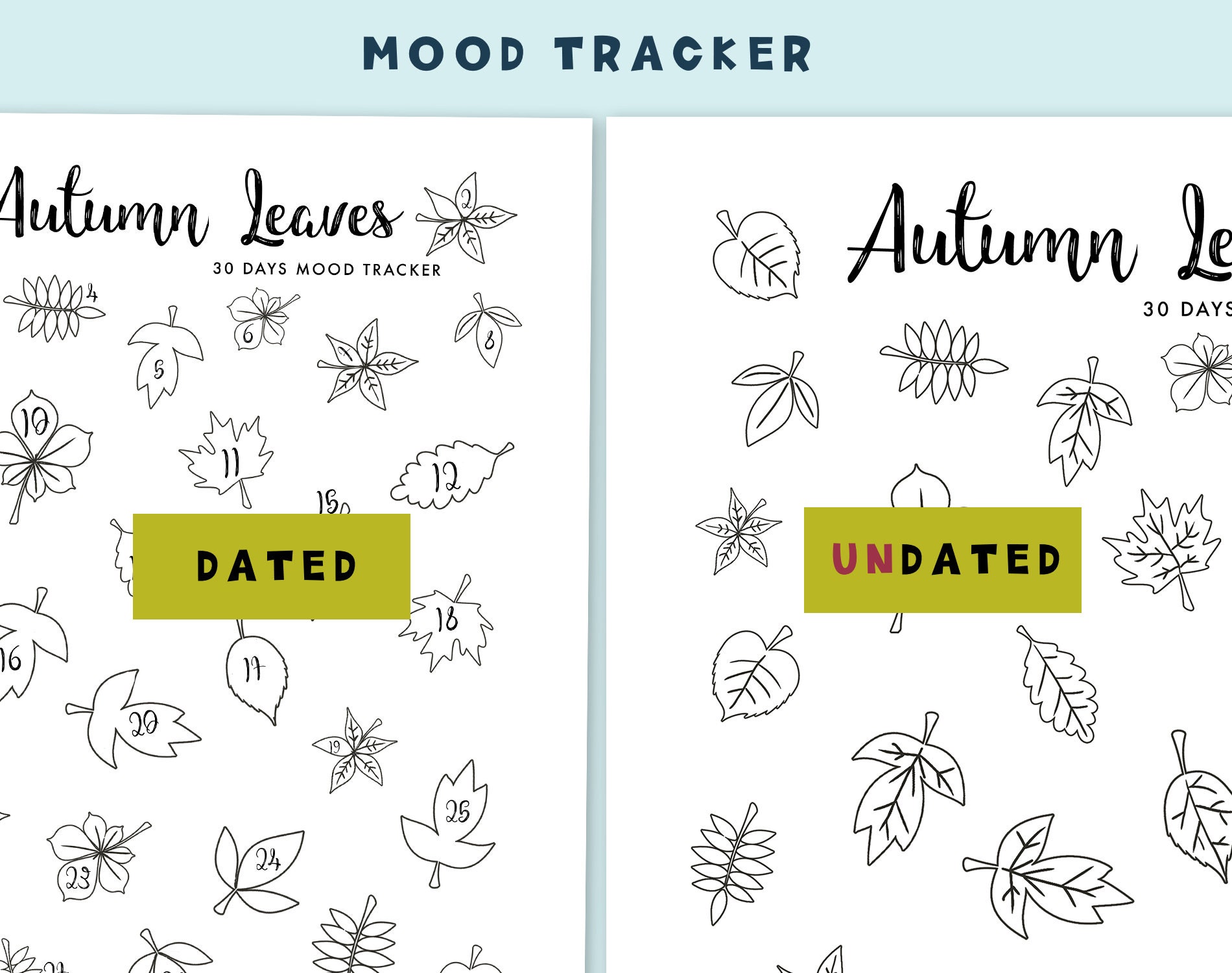 Autumn Leaves Mood tracker printable tracker digital | Etsy