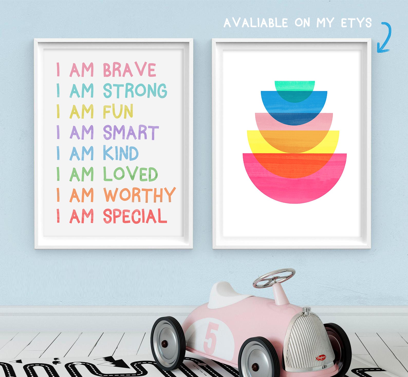 Printablei Am Strong Poster Soft Pastel Color Positive | Etsy