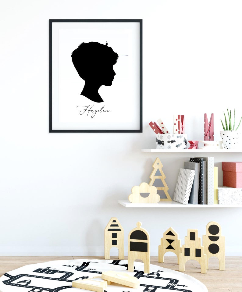 Kid Silhouette Wall Art Portrait Silhouette Custom - Etsy