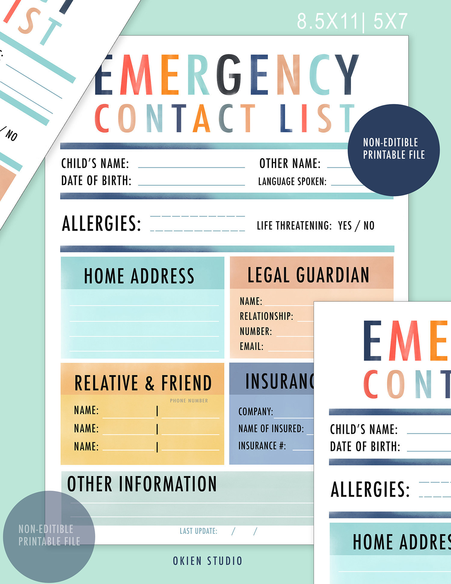 Printable Emergency Contact List Emergency Contact Info | Etsy