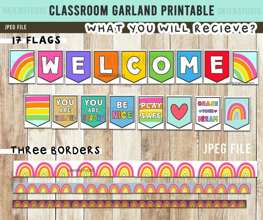 Classroom Bunting Pack, Welcome Bunting, Flags, Bulletin Board, Primary ...