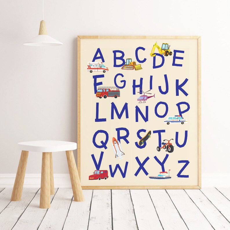 Printable ABC Vehicles Art Print Vehicles Alphabet Print - Etsy