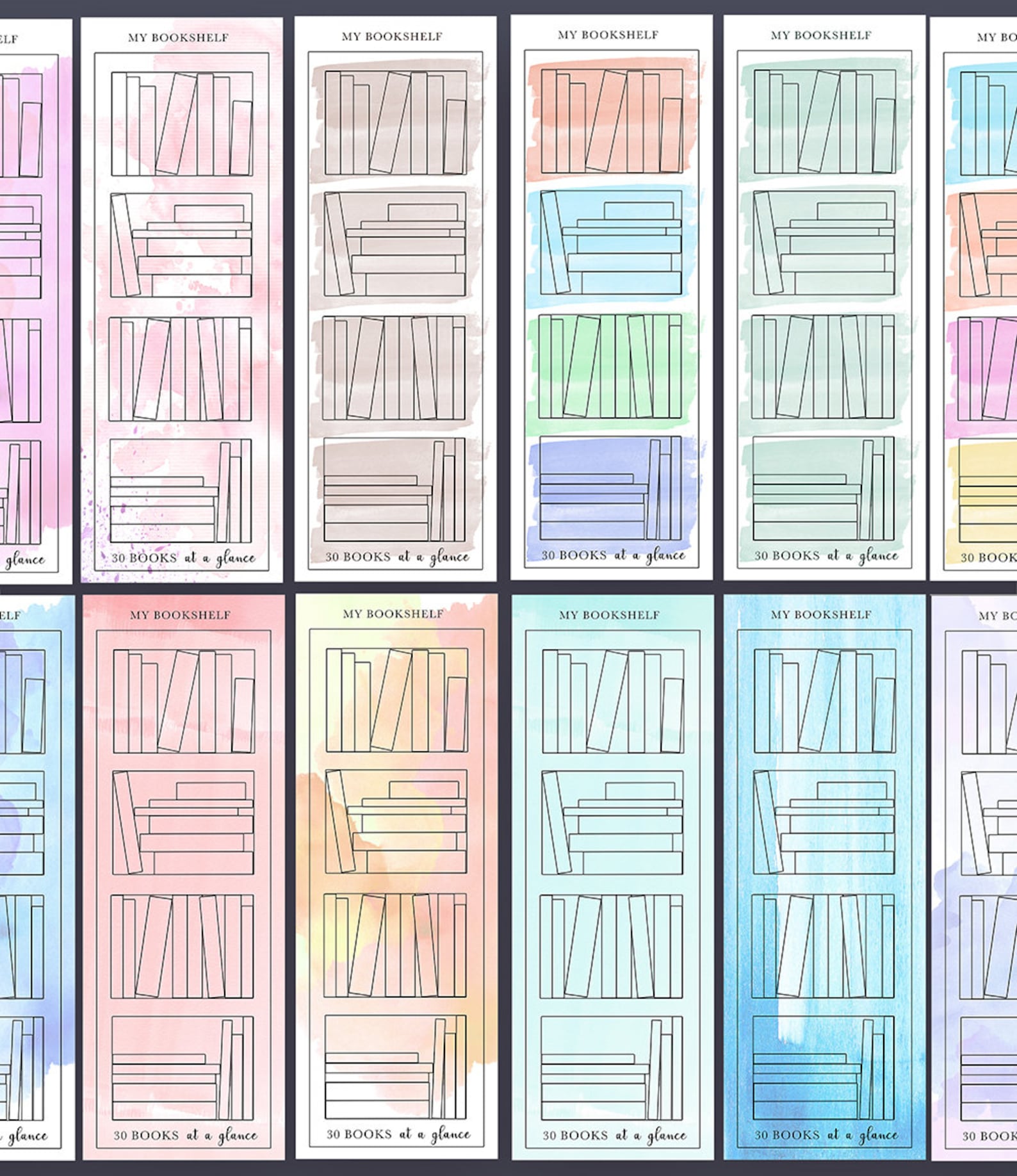 12 Colors Bookmark Printable Reading Tracker Bookmark - Etsy