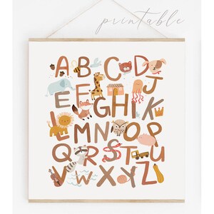 Boho Animal Decor, Boho Alphabet Poster, Boho Letters, a to Z Poster ...