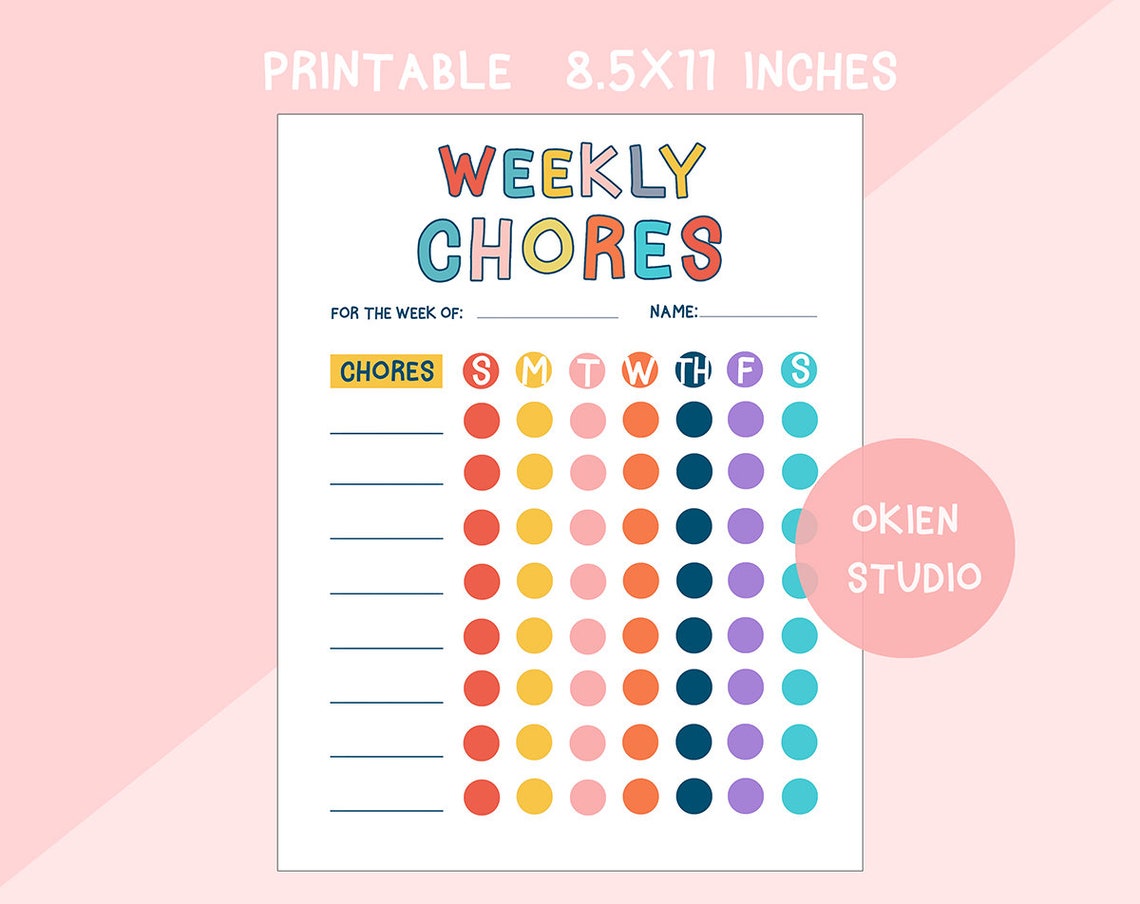 Editable Chore Chart for Kids Editable Cleaning Schedule - Etsy