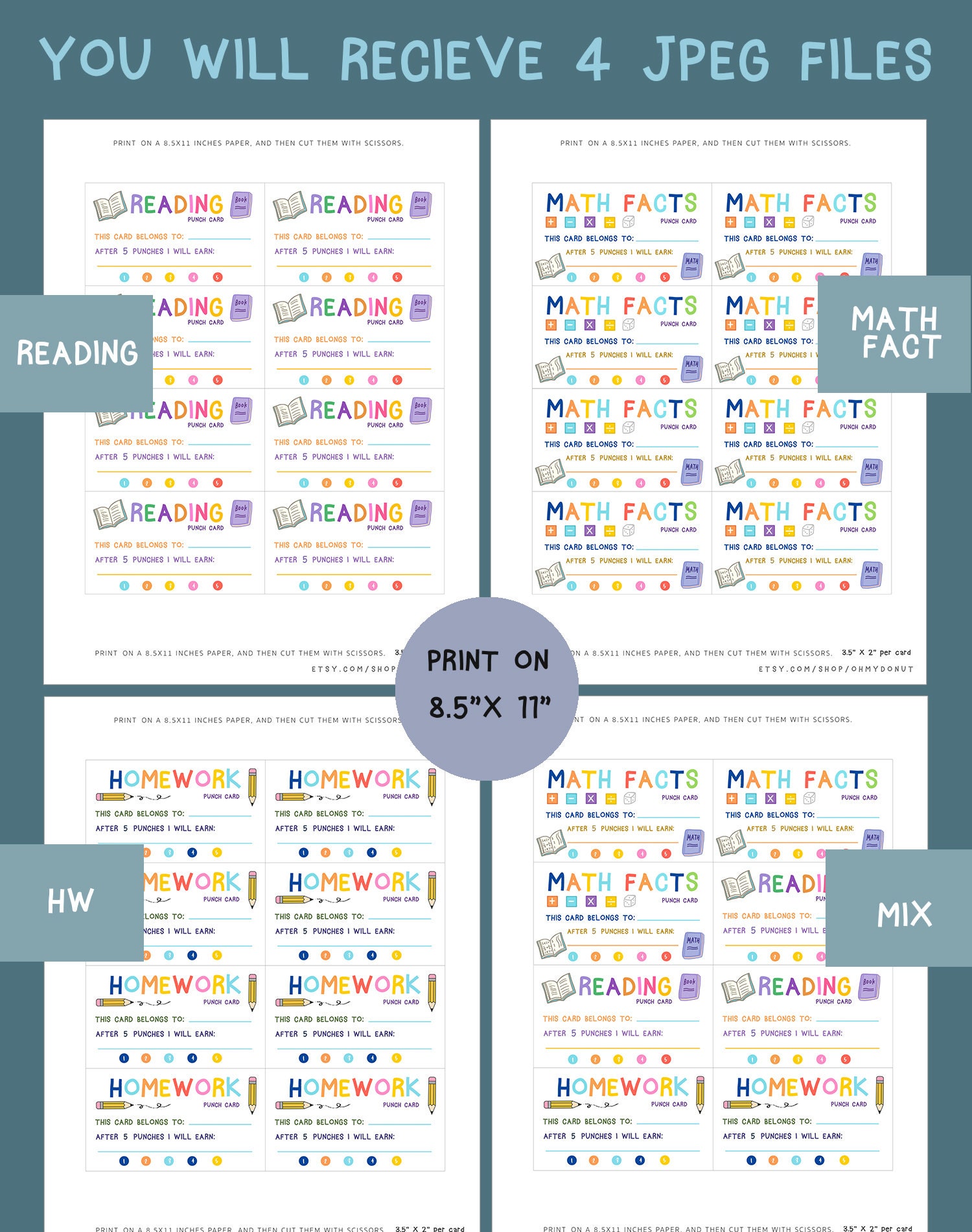 Printable Reward Punch Card Math Facts Reading Reward Card - Etsy Australia