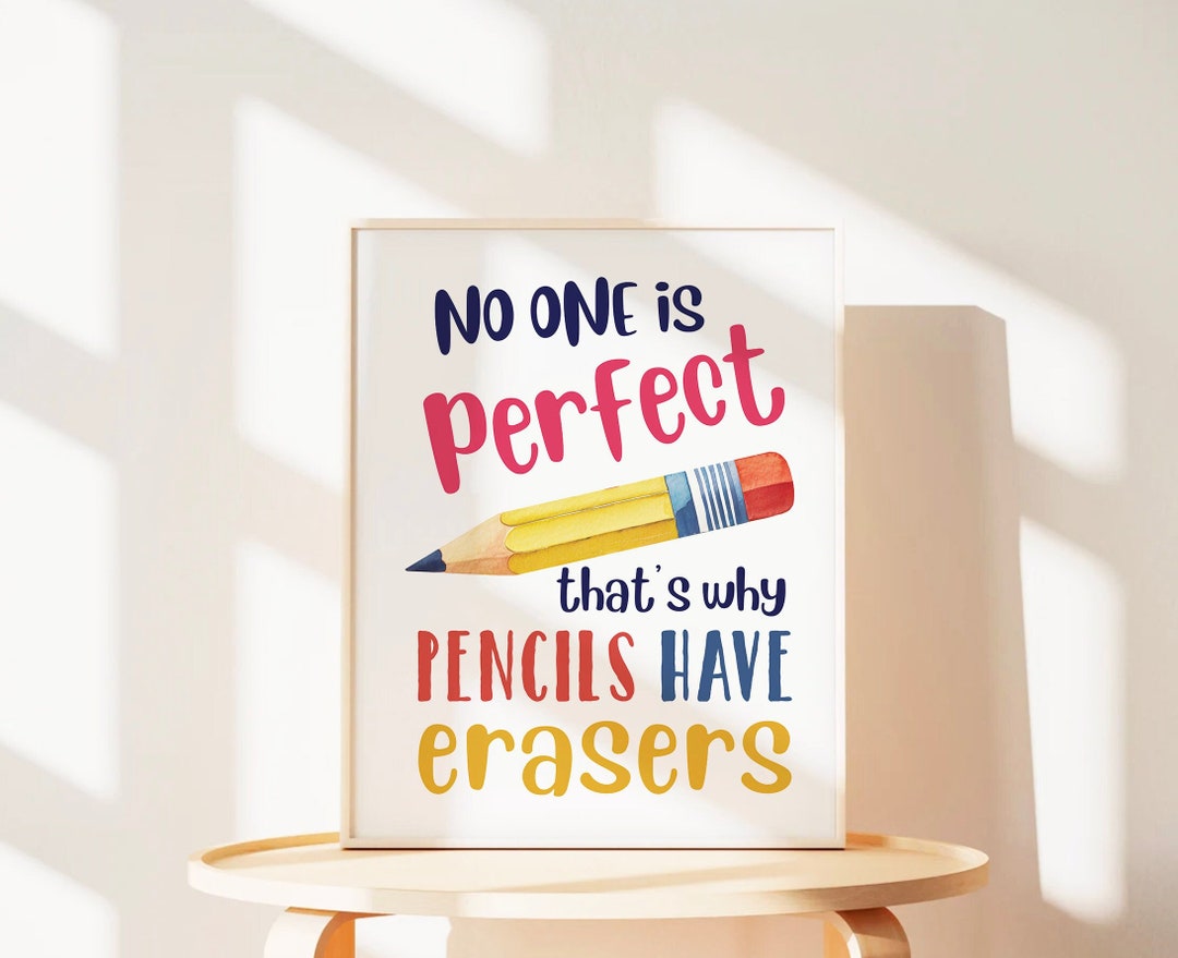 Growth Mindset Poster, Classroom Decor, No One is Perfect, Pencil ...