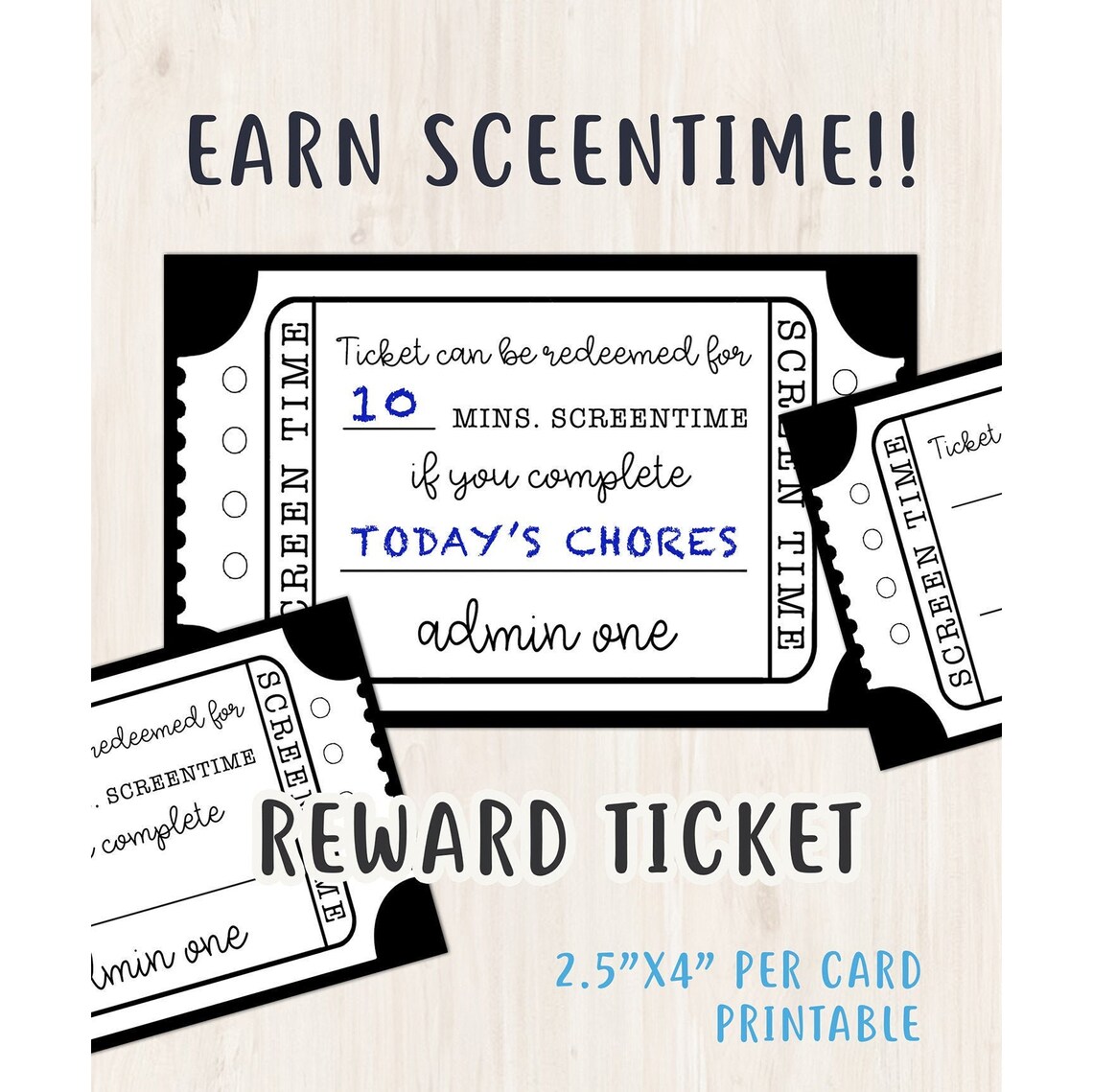 Printable Screen Time Reward System Printable Chores Card - Etsy