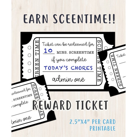 Printable Reward Ticket Template