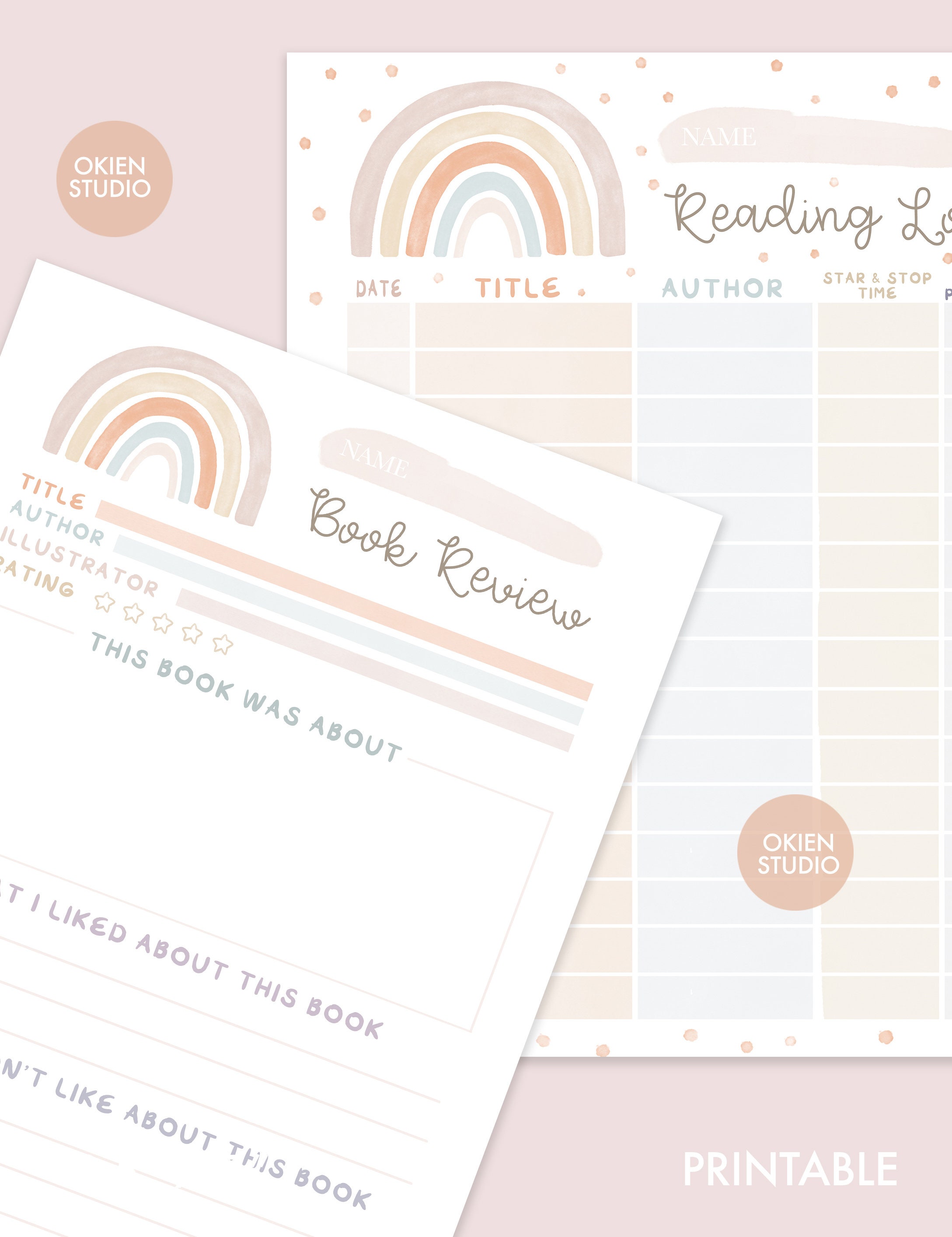 Rainbow Reading Log & Book Review Template (digital Download) - Etsy