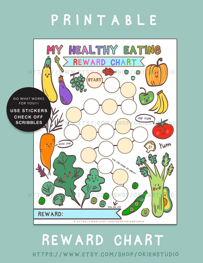 Eat Veggies Reward Chart: Good Behavior Tracker (digital Download) - Etsy