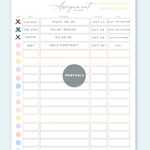Homework Tracker, Assignment Tracker, School Study Printable ...