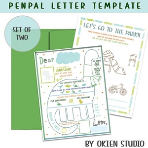 Dinosaur Letters, Kids Pen Pal Printable, Dino Letter Templates for ...