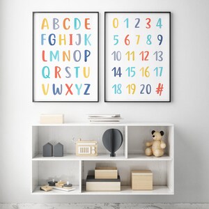 Alphabet Poster, Number Chart 1-20, Montessori Printable, Number Wall ...