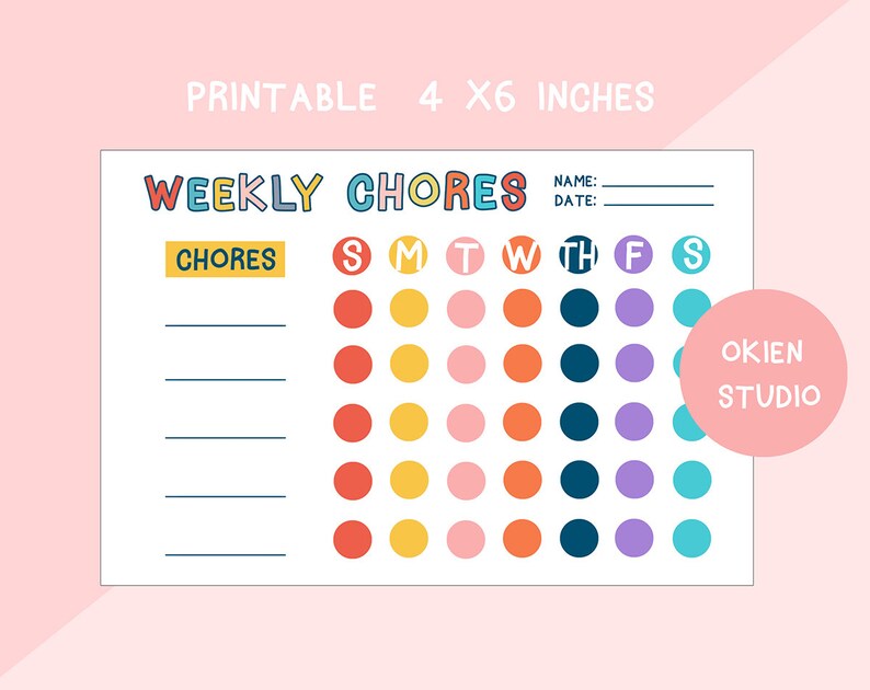 Editable Chore Chart for Kids Editable Cleaning Schedule - Etsy